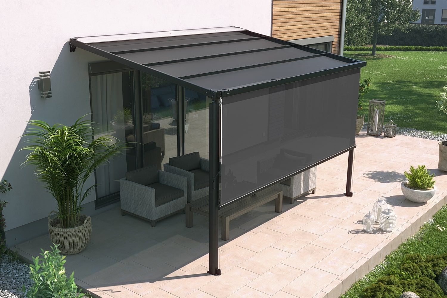 Elektrische Pergola / Terrassenüberdachung "TROJA", verschiedene Größen ...